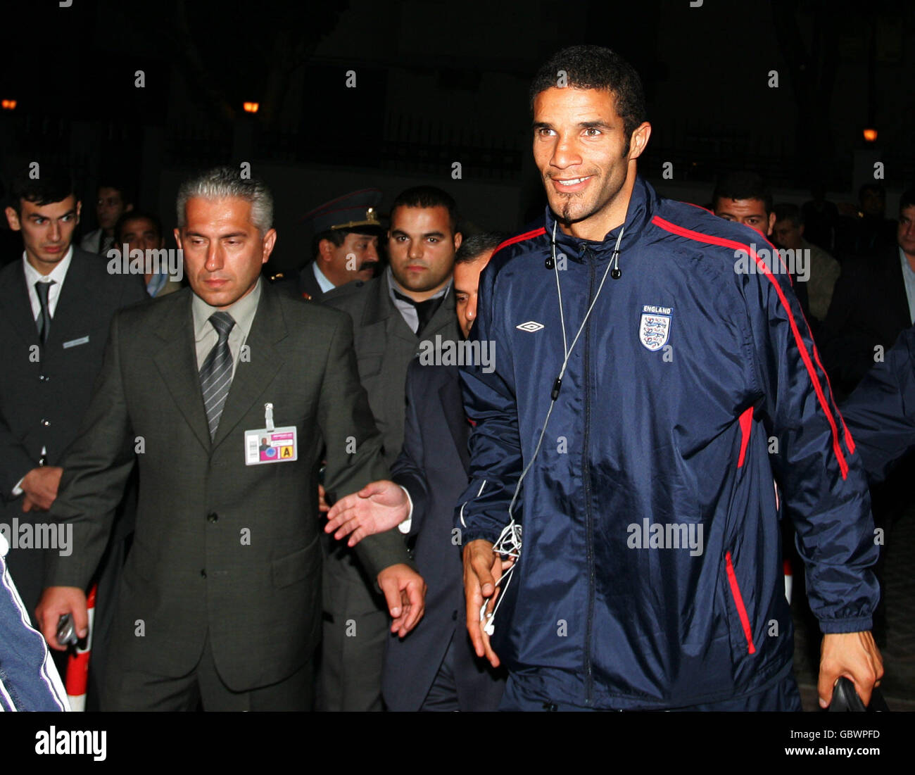 Englands david james arrives in baku at half past midnight hi-res stock ...