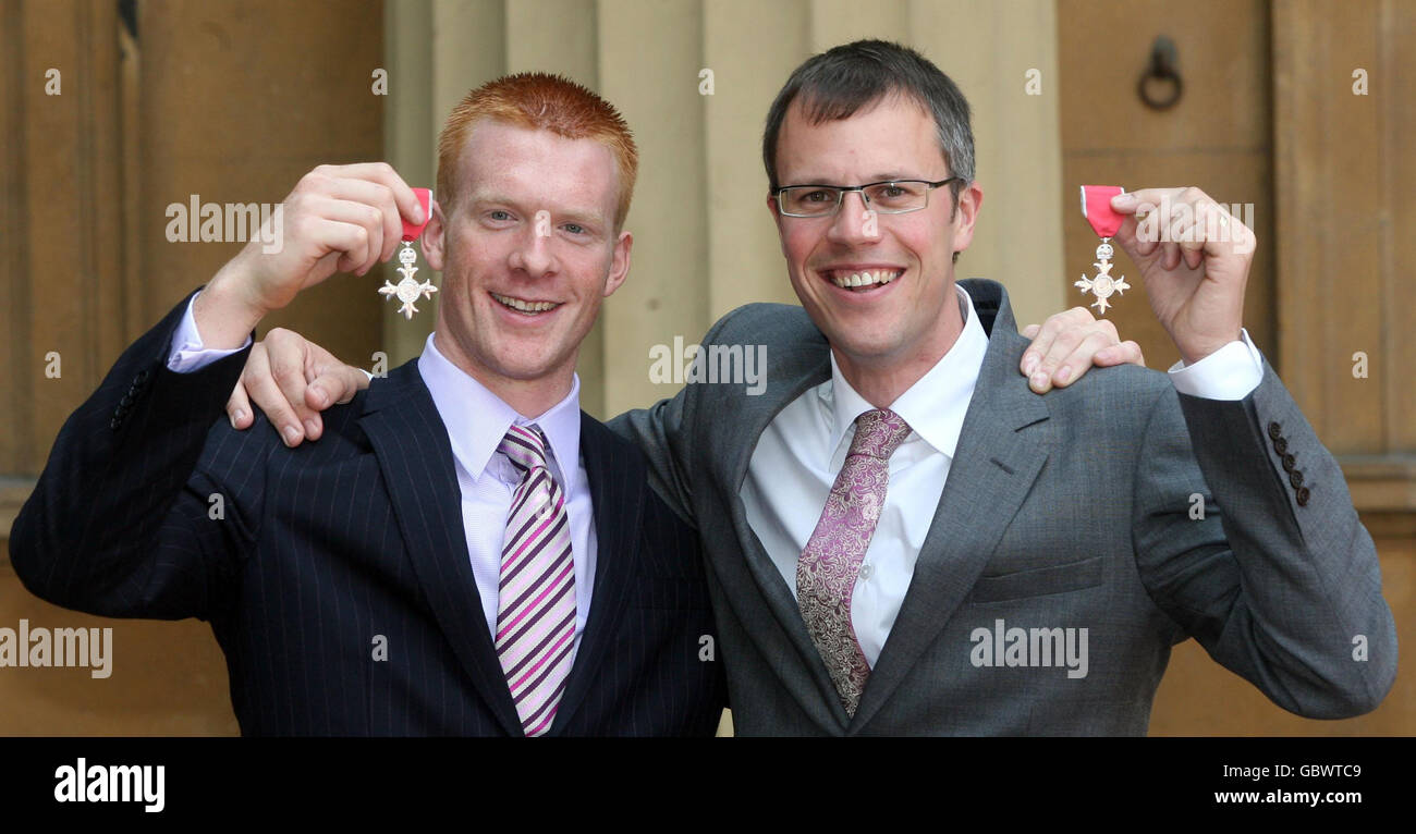 Ed Clancy (left), and Paul Manning, Gold Medal winning cyclists, with ...