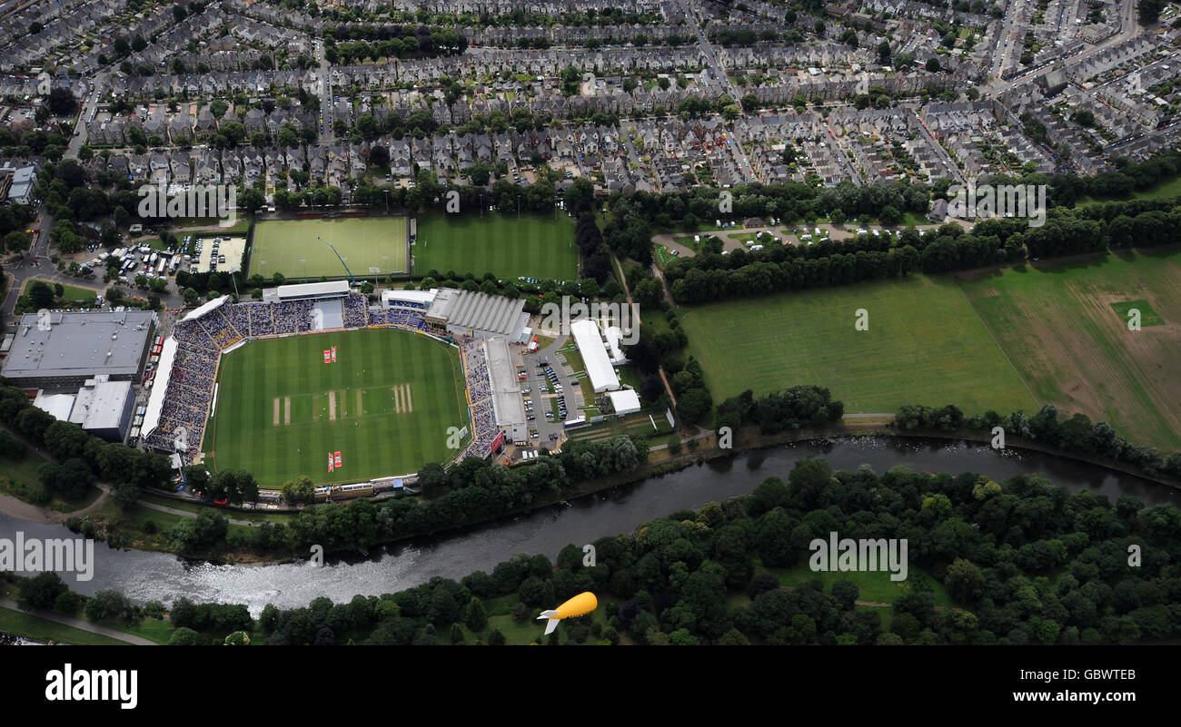 An aerial view of the first day of the first test in the Ashes series ...