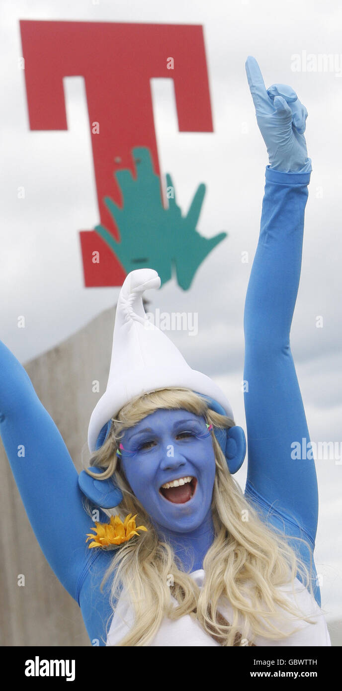 Lisa Hanson poses for a photograph as she arrives at Balado in Scotland ...