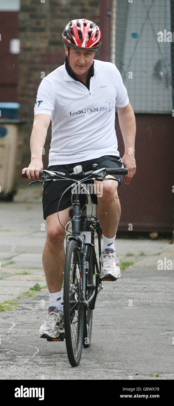 Conservative party leader David Cameron leaves the Lilian Baylis Old ...