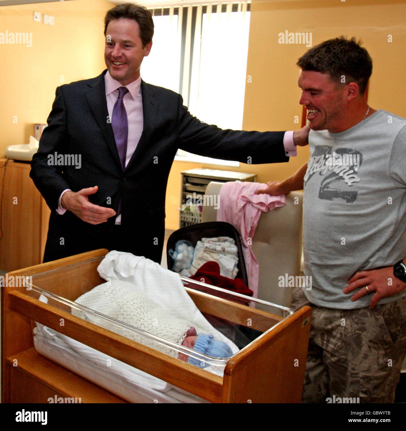 Leader of the Liberal Democrats Nick Clegg congratulates new dad Sean ...