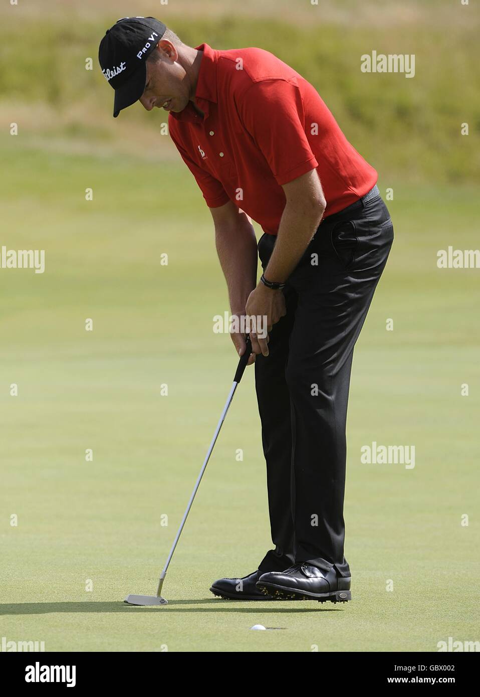 Denmark's Soren Hansen in action during the first day of the Open ...