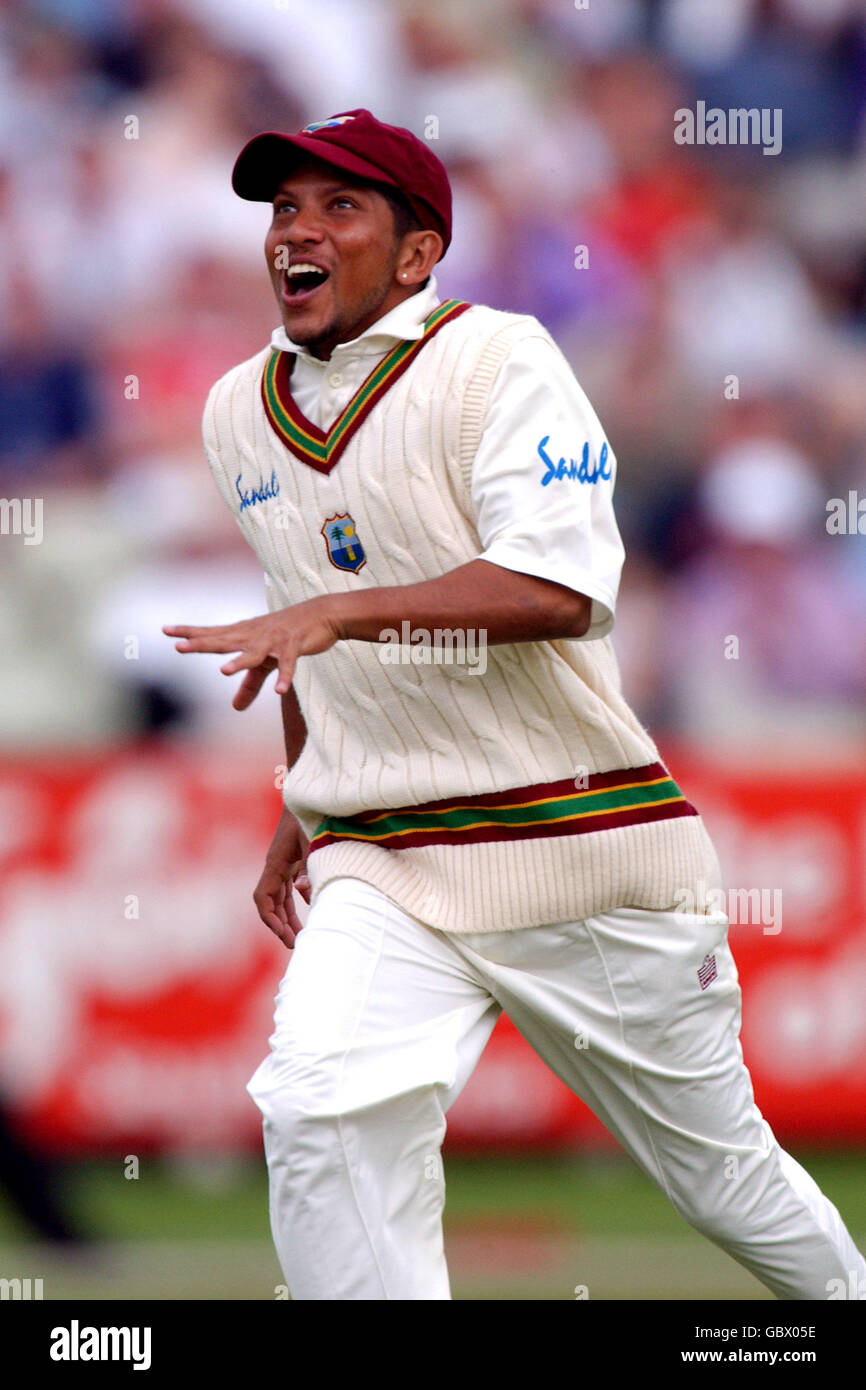 West indies ramnaresh sarwan celebrates a catch hi-res stock ...