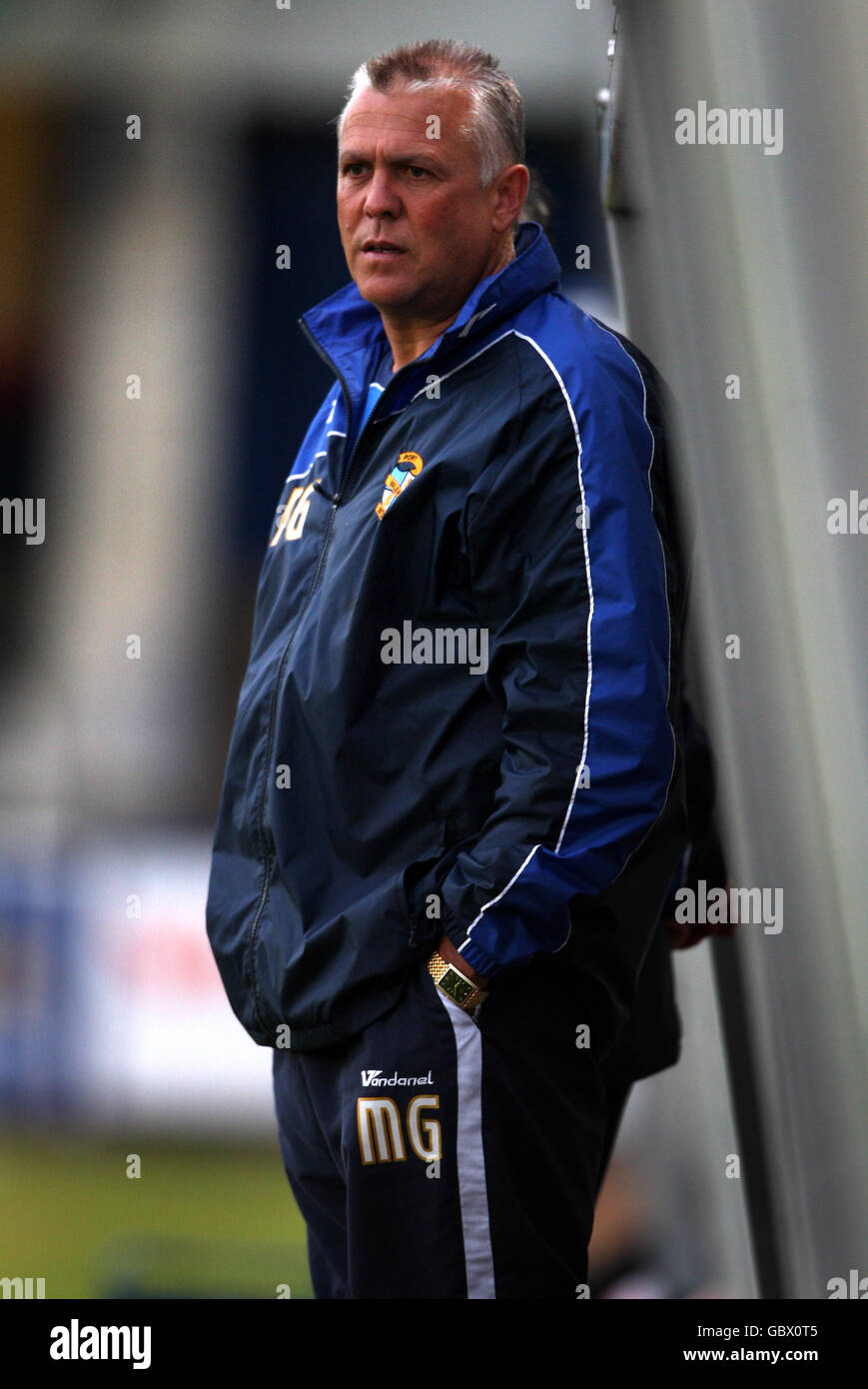 Port vale assistant manager mark grew on the touchline hi-res stock ...