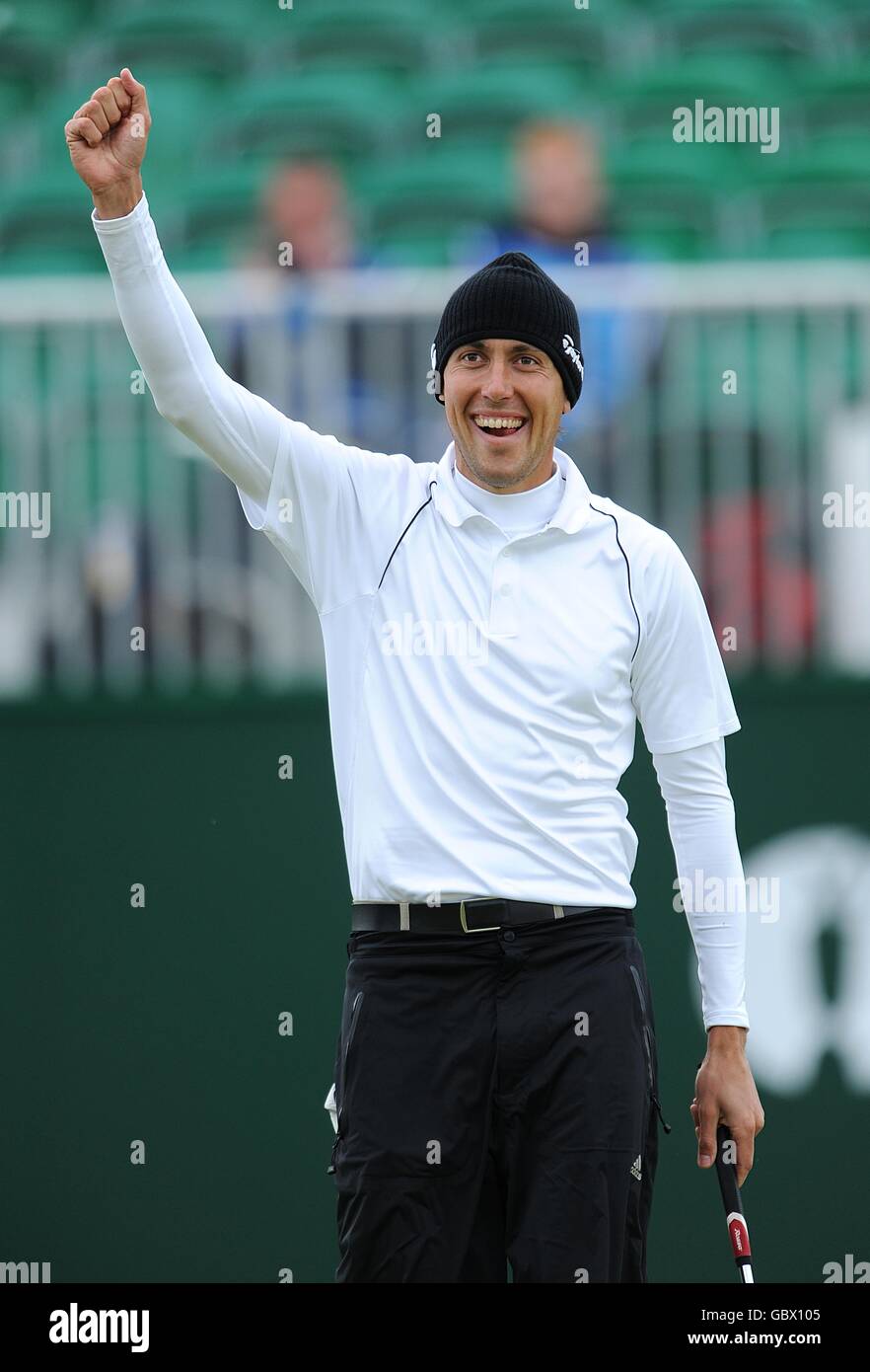 England's Jeremy Kavanagh celebrates making a long putt during the ...