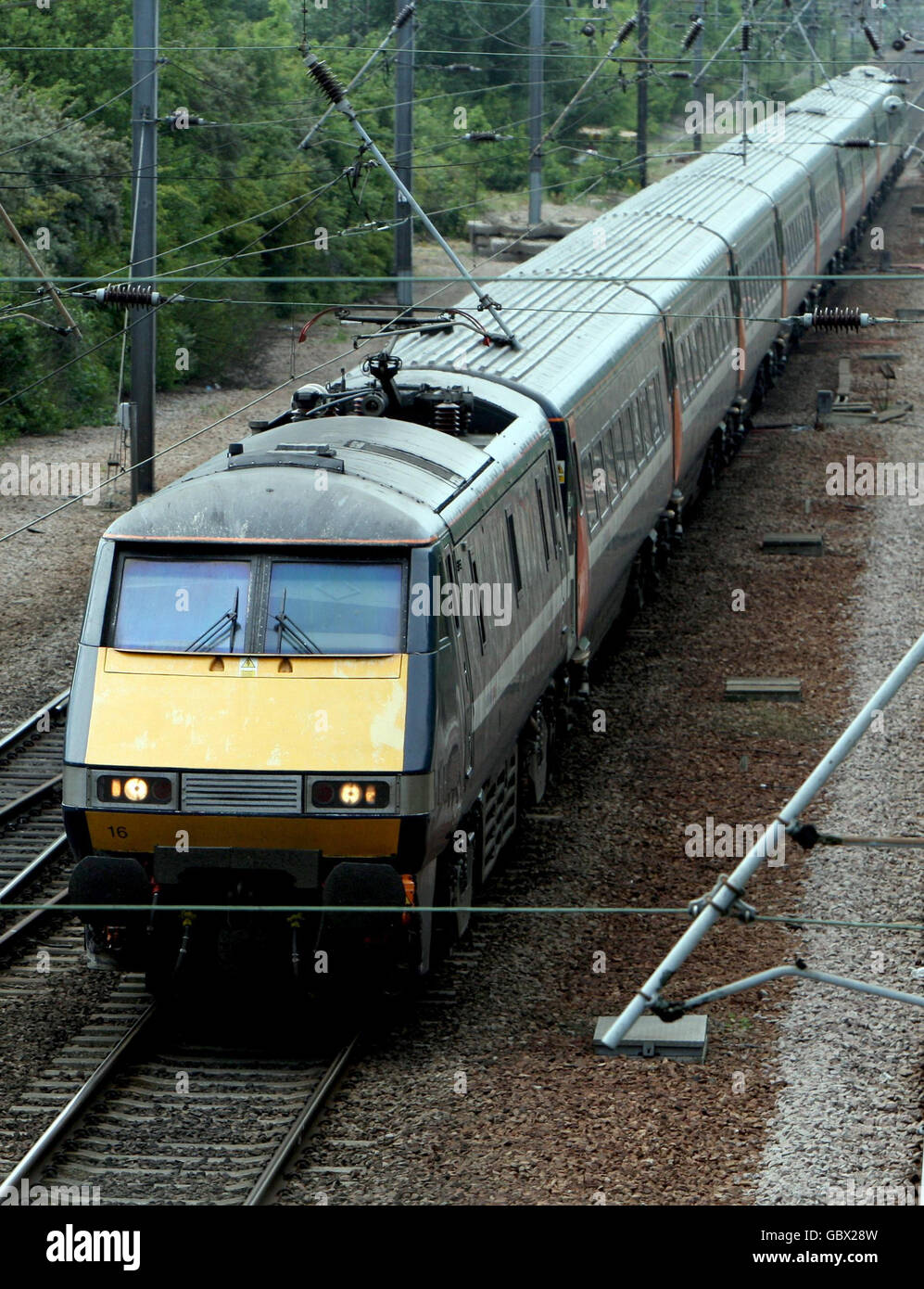 An East Coast Mainline train heads up the Tracks at Old Fletton, near ...