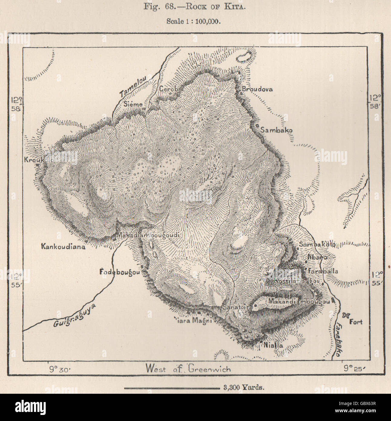 Mount Kita. Mali. North Senegambia, 1885 antique map Stock Photo - Alamy