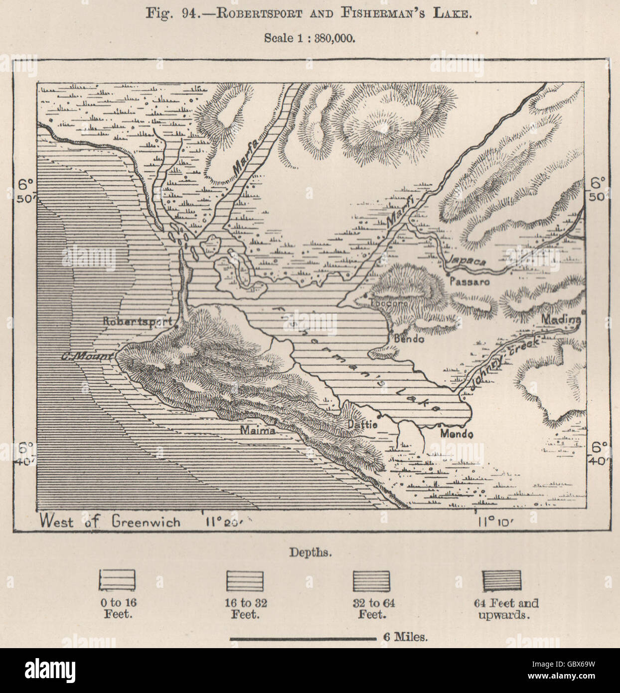 Robertsport and Fisherman's Lake (Lake Piso/Pisu) . Liberia, 1885 ...