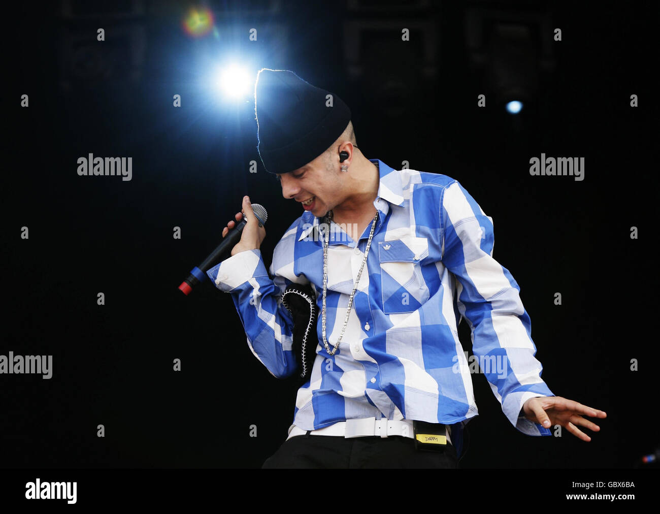 N-Dubz member Dino "Dappy" Contostavlos performing on the Main Stage at ...