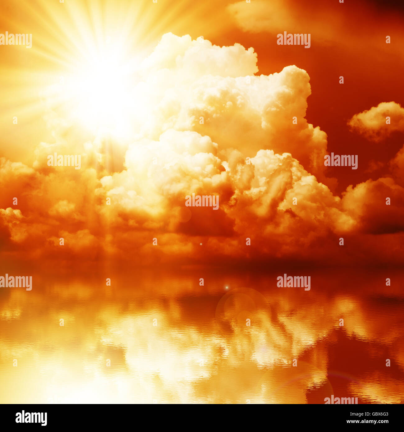 Red Sunbeam in the Dark Clouds Stock Photo - Alamy