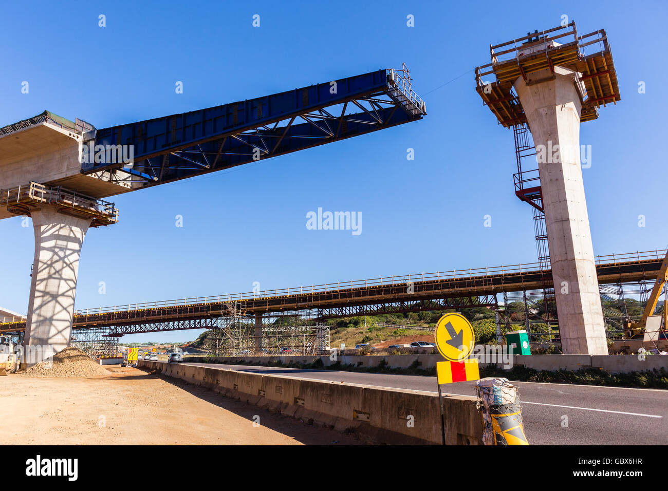 Construction new road highway traffic ramps flyover junction of ...