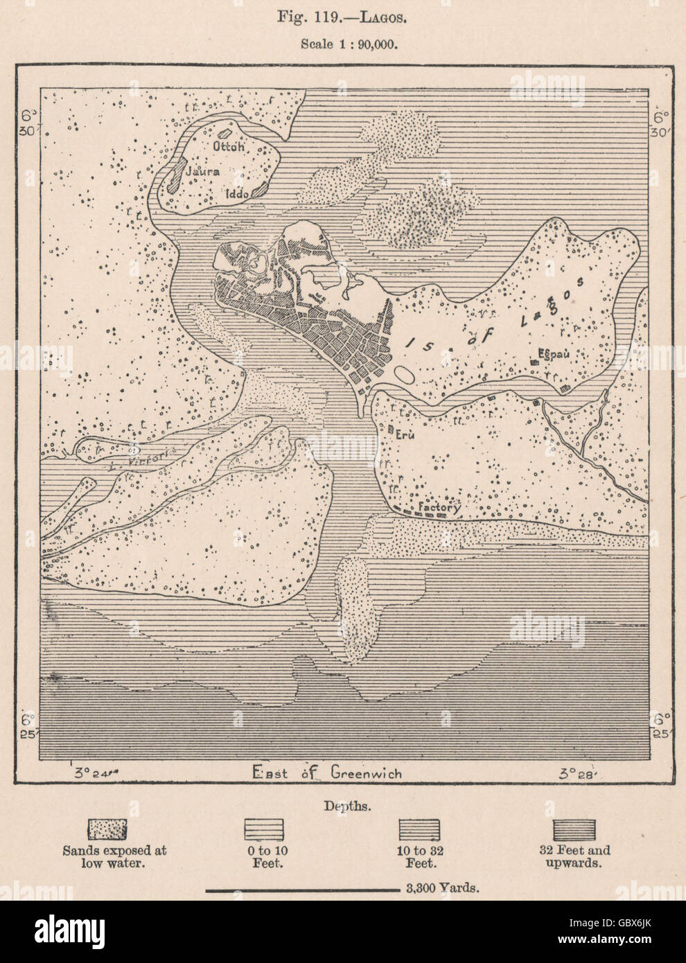 Lagos. Nigeria. Upper Guinea, 1885 antique map Stock Photo - Alamy