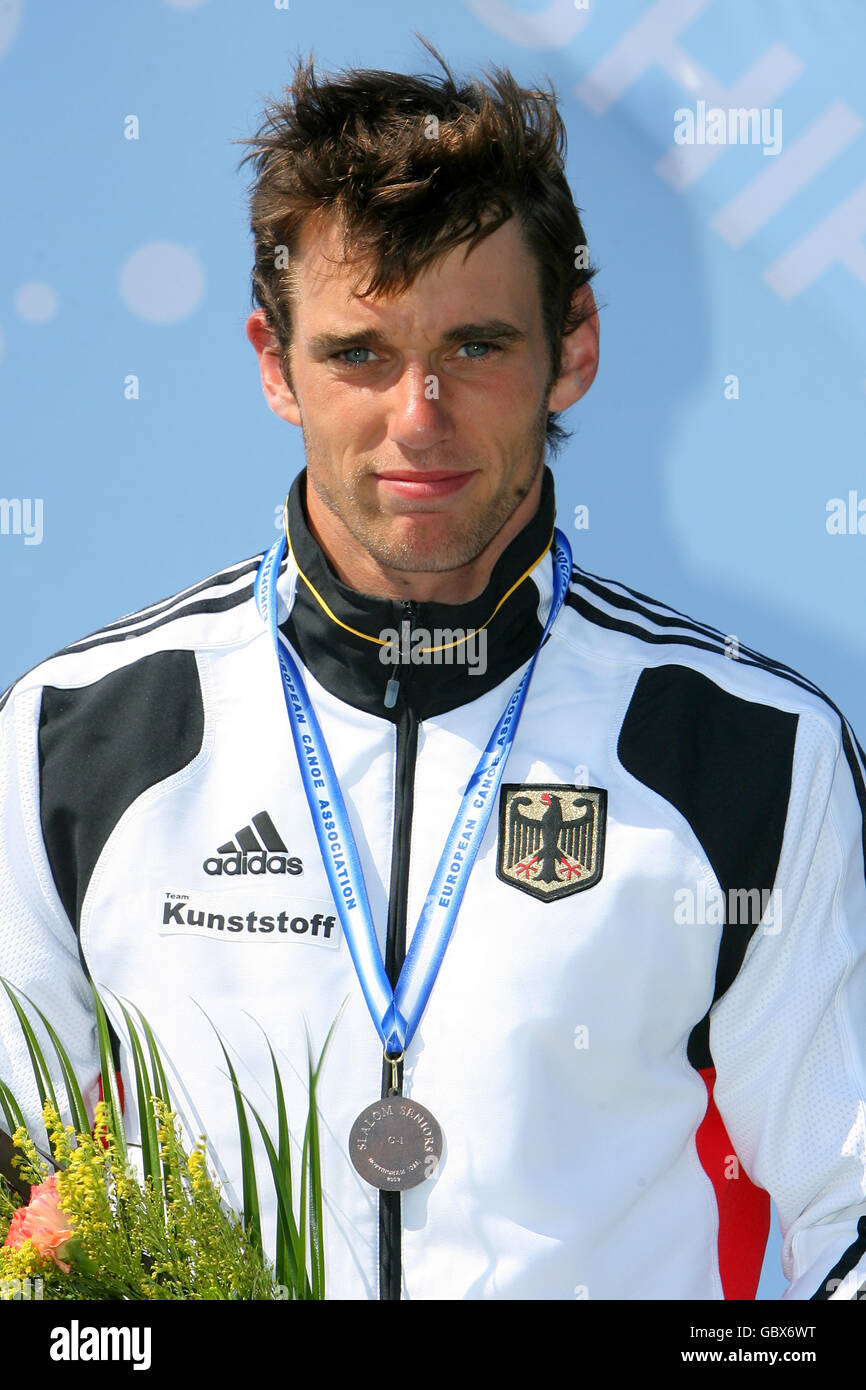Germany's Jan Benzien after winning bronze in the Men's C1 Final Stock ...