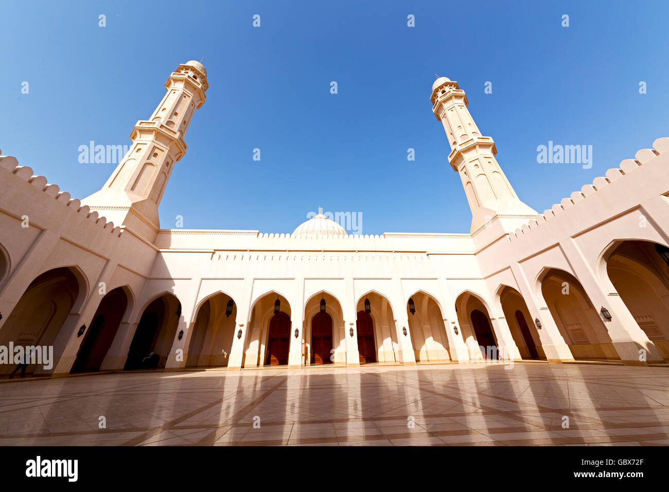 minaret and religion in clear sky in oman muscat the old mosque Stock ...