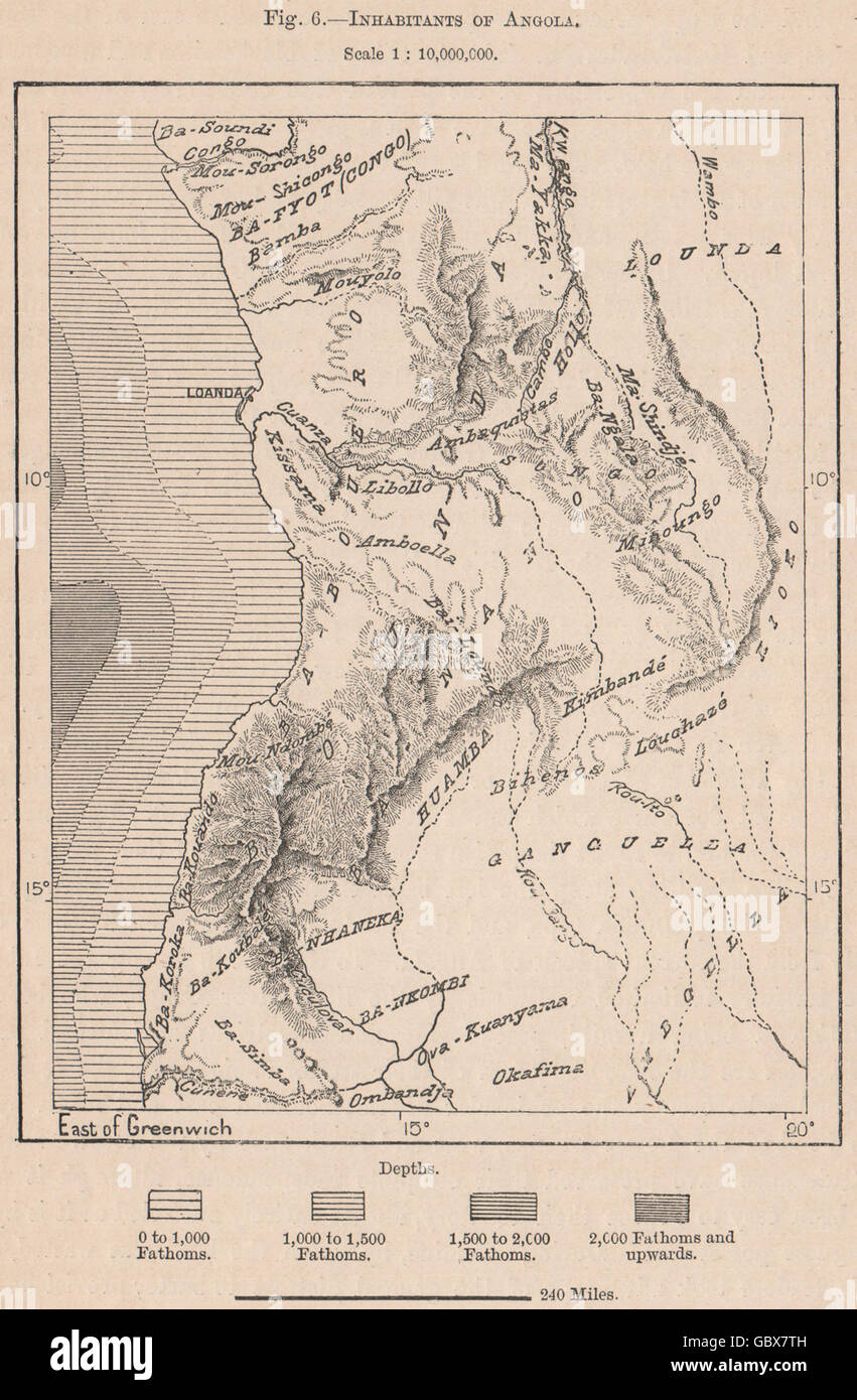 Inhabitants of Angola, 1885 antique map Stock Photo - Alamy