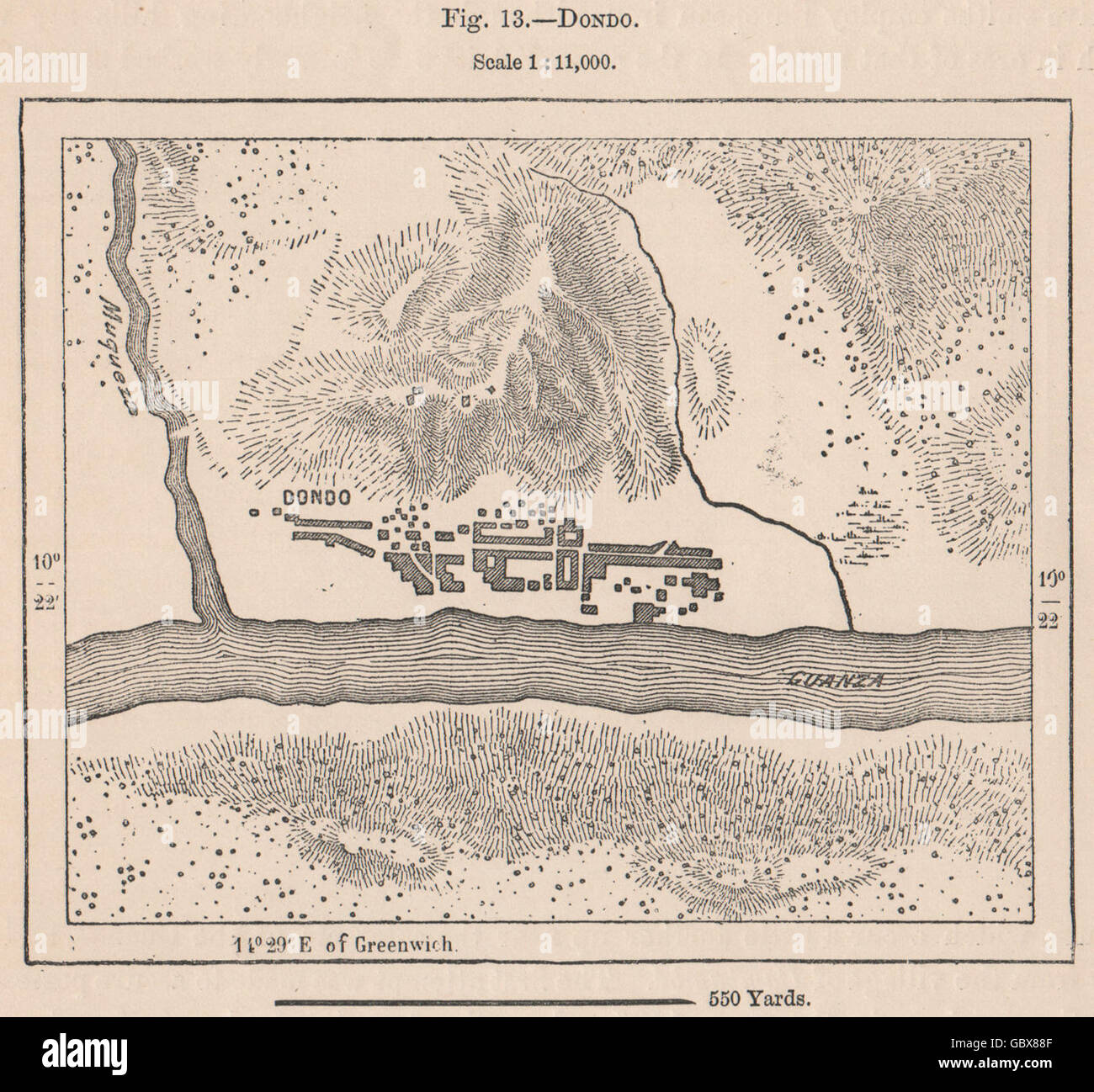 Dondo. Angola, 1885 antique map Stock Photo - Alamy