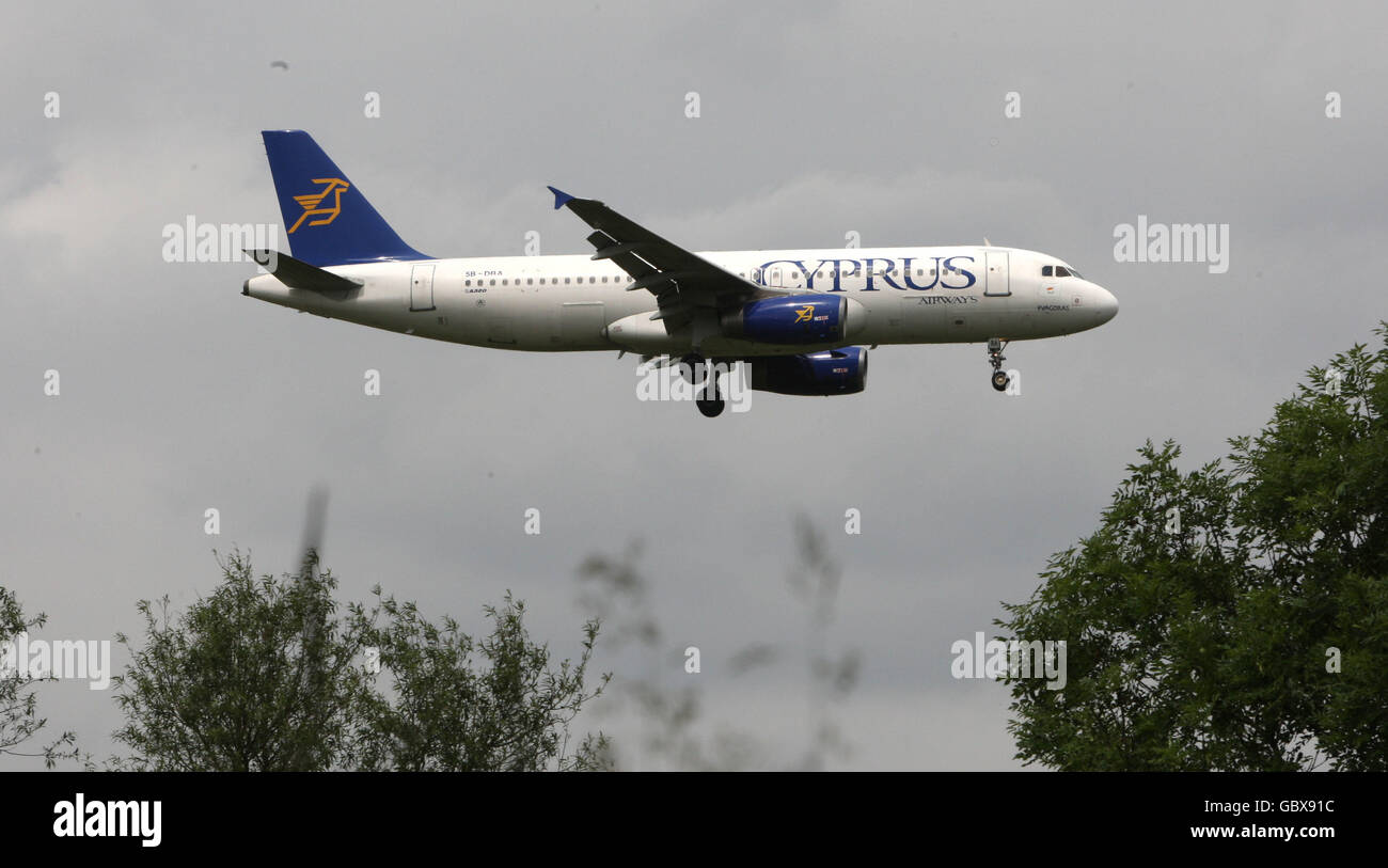 A Cyprus Airways Airbus A320 plane lands at Heathrow Airport in ...