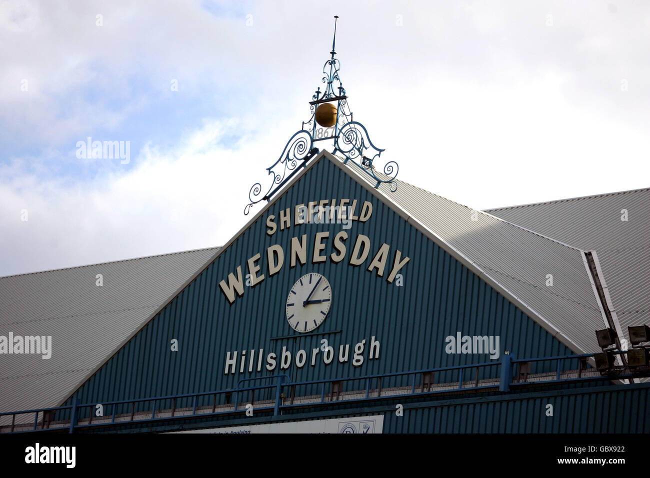 The clock at hillsborough home of sheffield wednesday hi-res stock ...