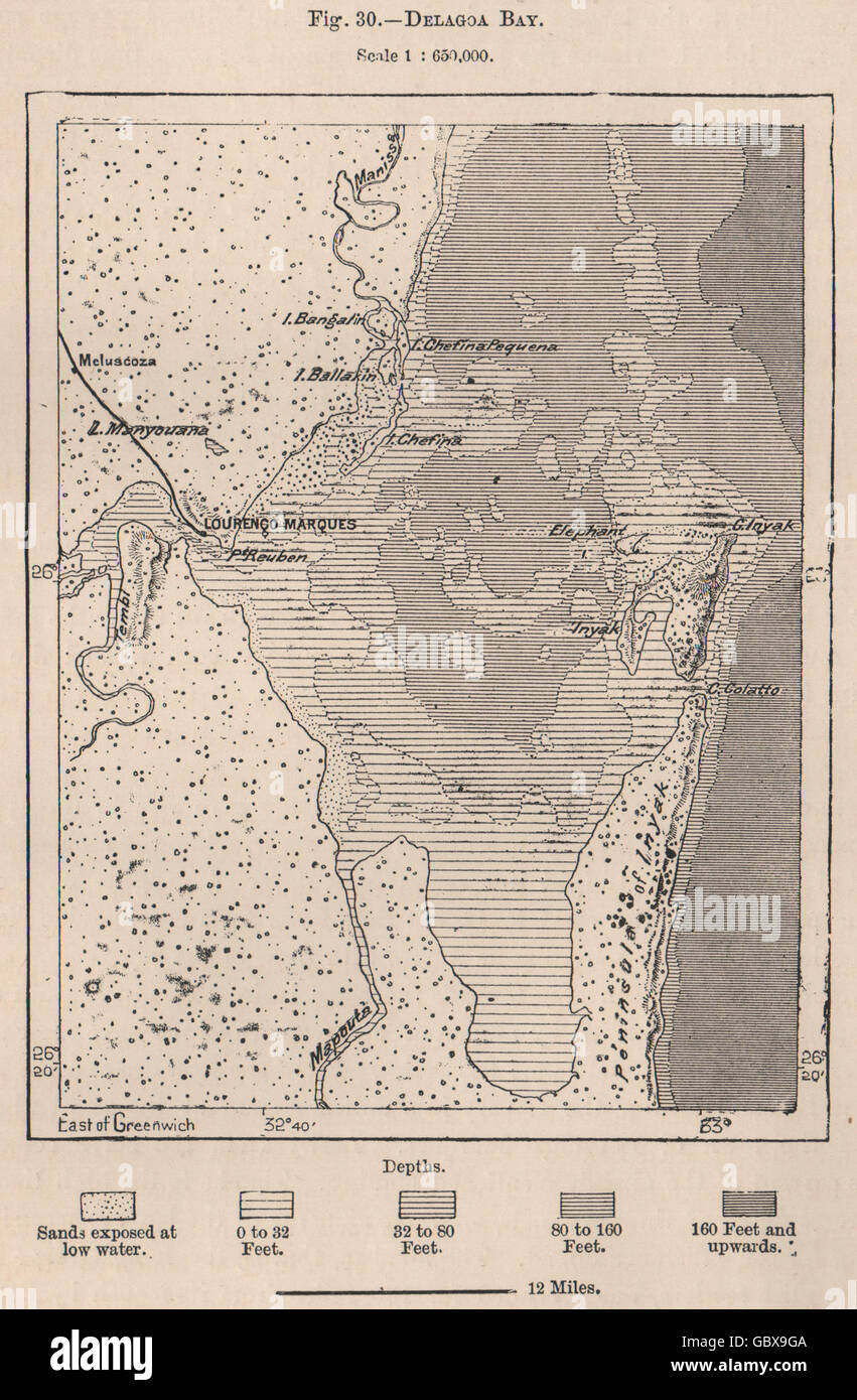 Maputo Bay (Baía de Maputo/Lagoa) . Delagoa Bay. Mozambique, 1885 Stock ...