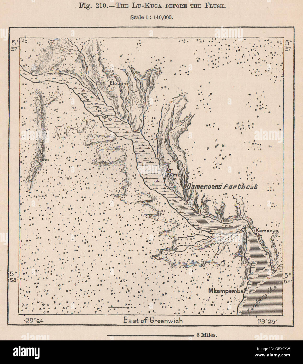 The Lukuga river before the flush. Lake Tanganyika. Congo, 1885 antique ...