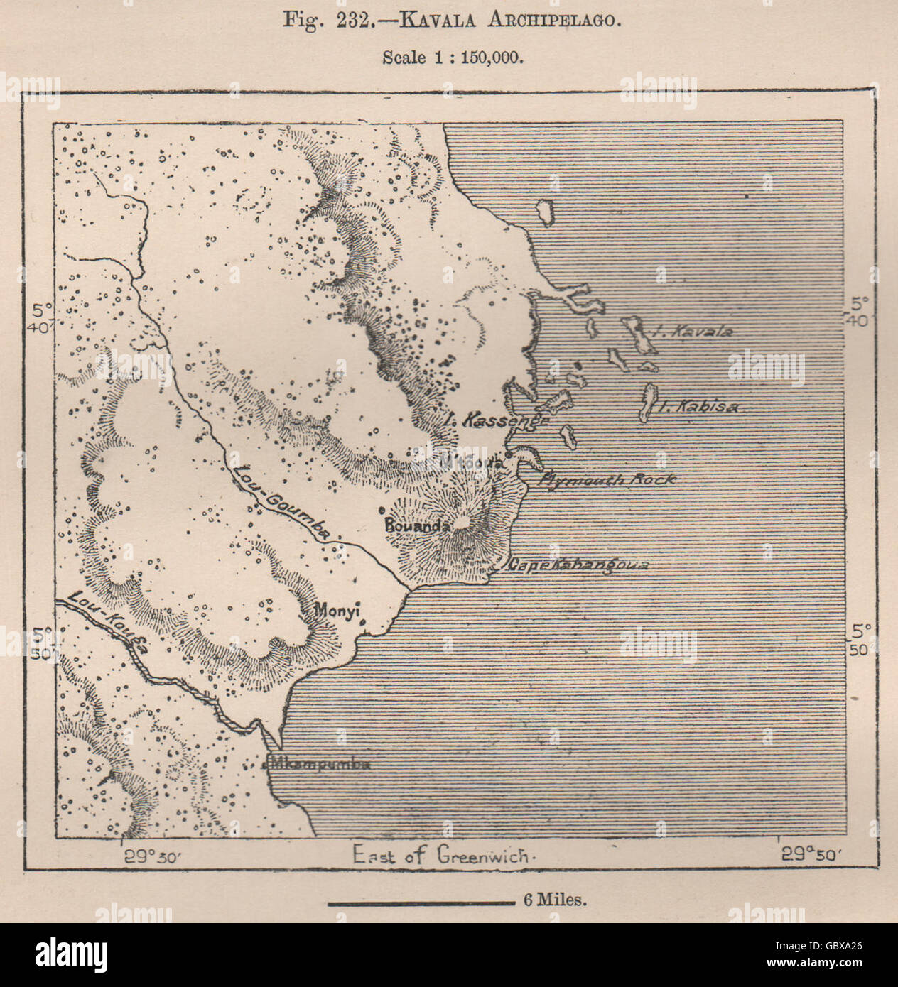 Kavala Archipelago, Lake Tanganyika. Congo, 1885 antique map Stock ...