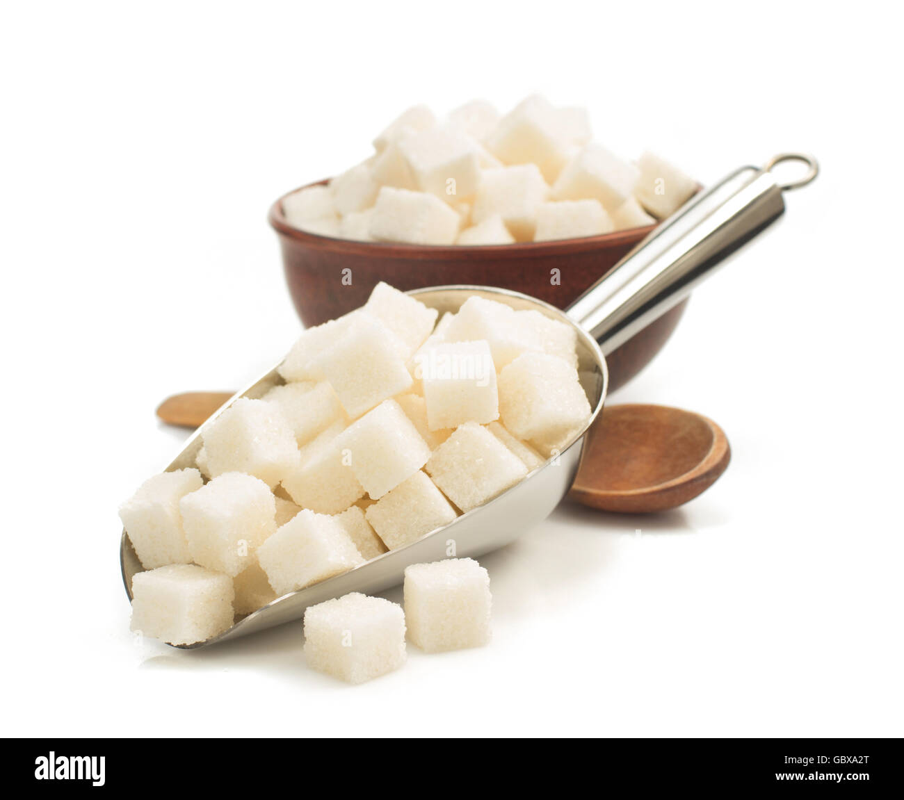 sugar cubes in scoop isolated on white background Stock Photo - Alamy
