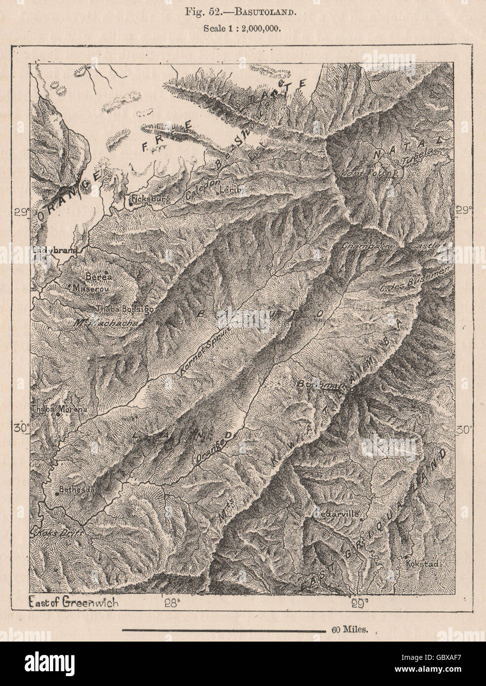 Lesotho. Lesotho, 1885 antique map Stock Photo - Alamy