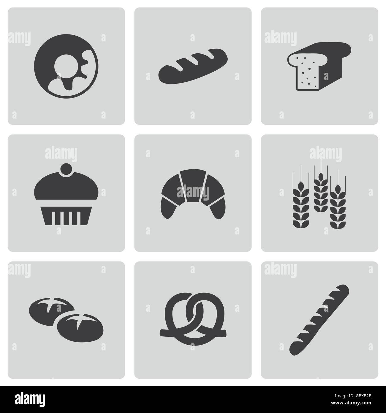 Vector black bakery icons set Stock Vector Image & Art - Alamy