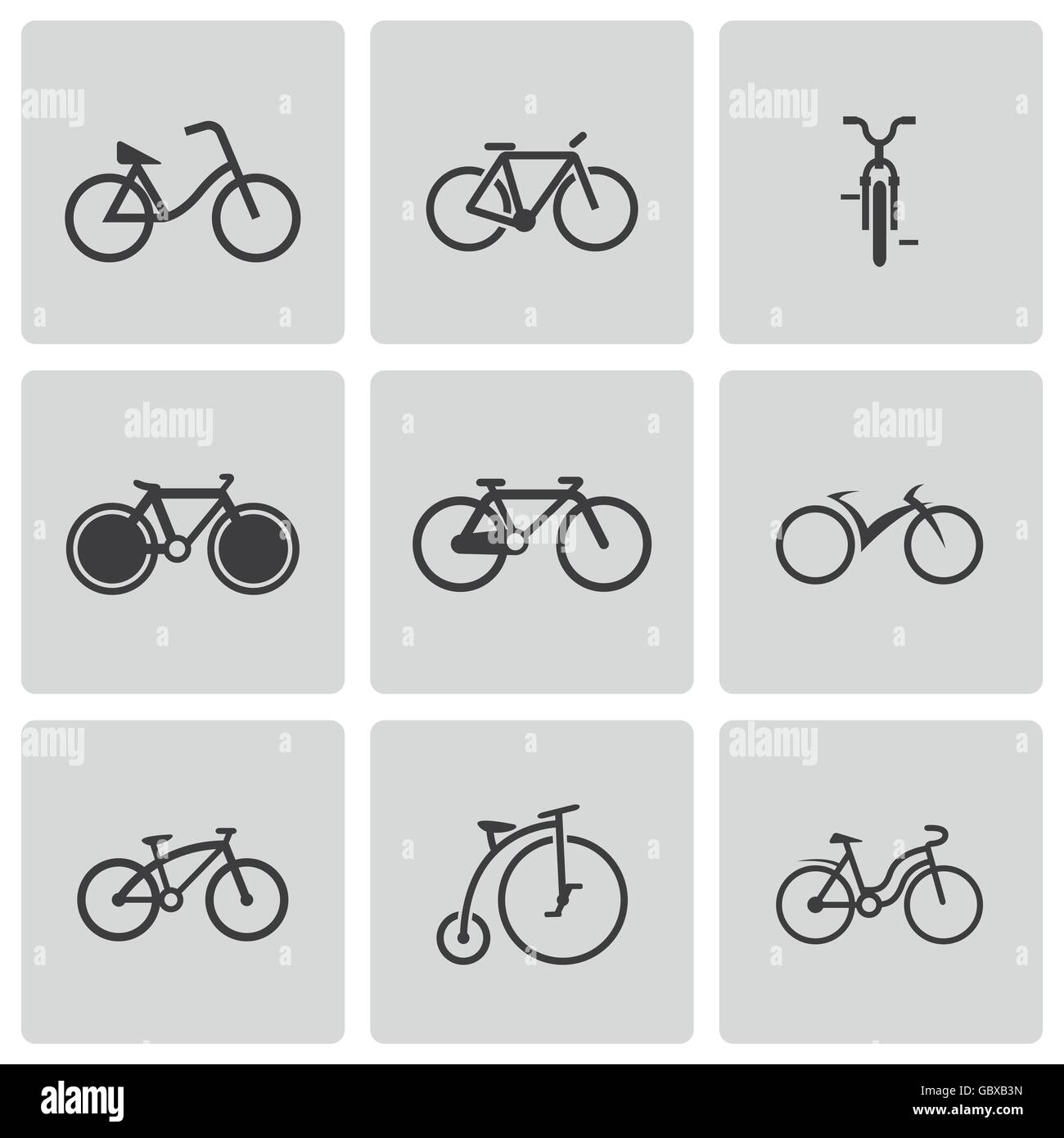 Vector black bicycle icons set Stock Vector Image & Art - Alamy