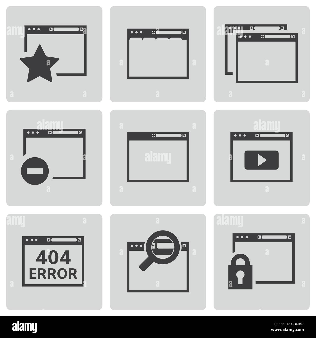 Vector black browser icons Stock Vector Image & Art - Alamy