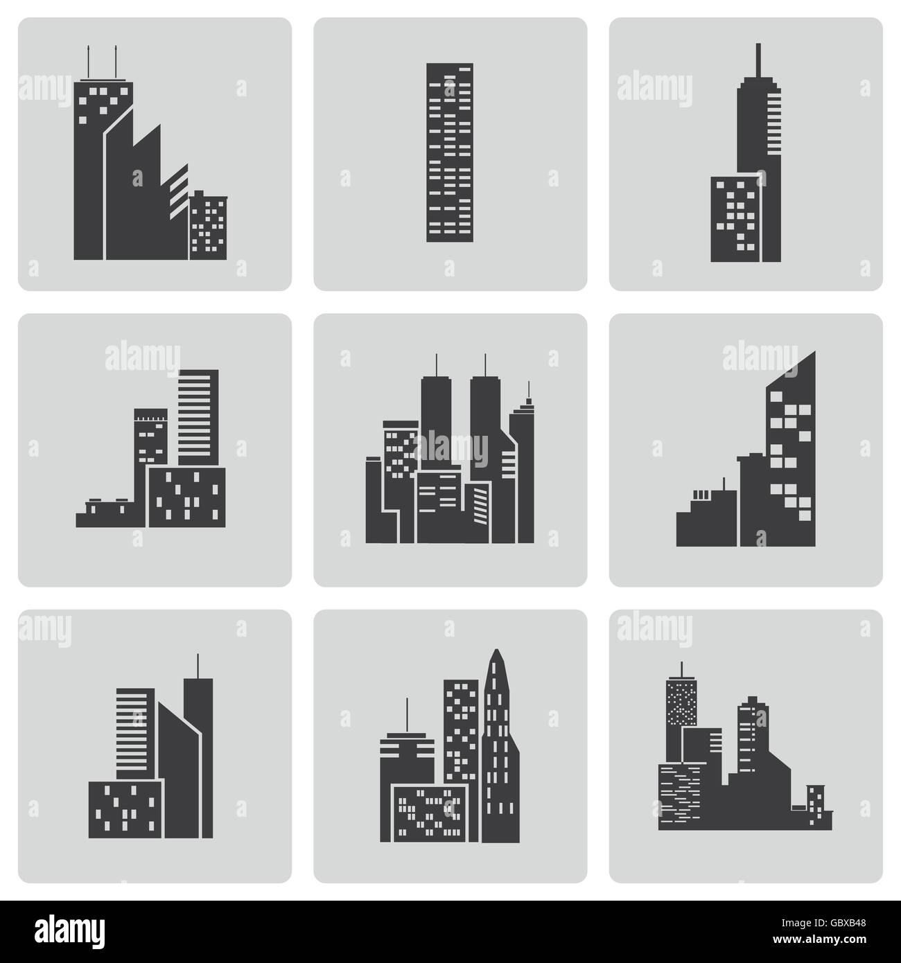 Vector black building icons set Stock Vector Image & Art - Alamy