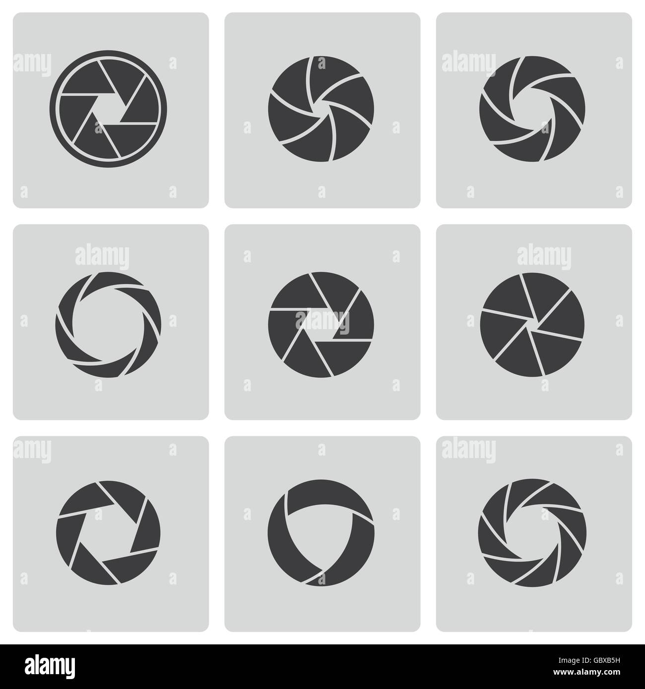 Vector black camera shutter icons set Stock Vector Image & Art - Alamy