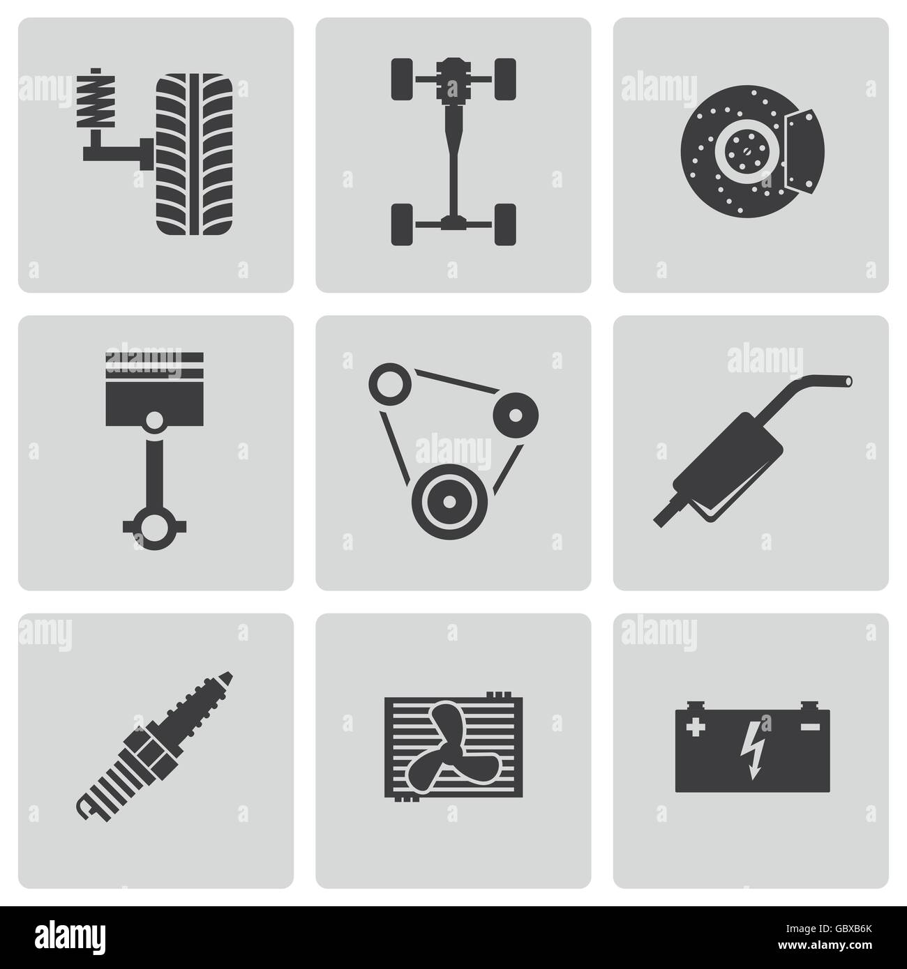 Vector black car parts icons set Stock Vector Image & Art - Alamy