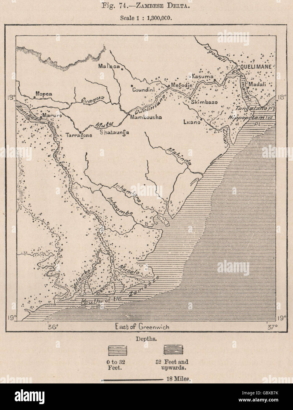 Zambezi Delta, Marromeu National Reserve & Quelimane. Mozambique, 1885 ...