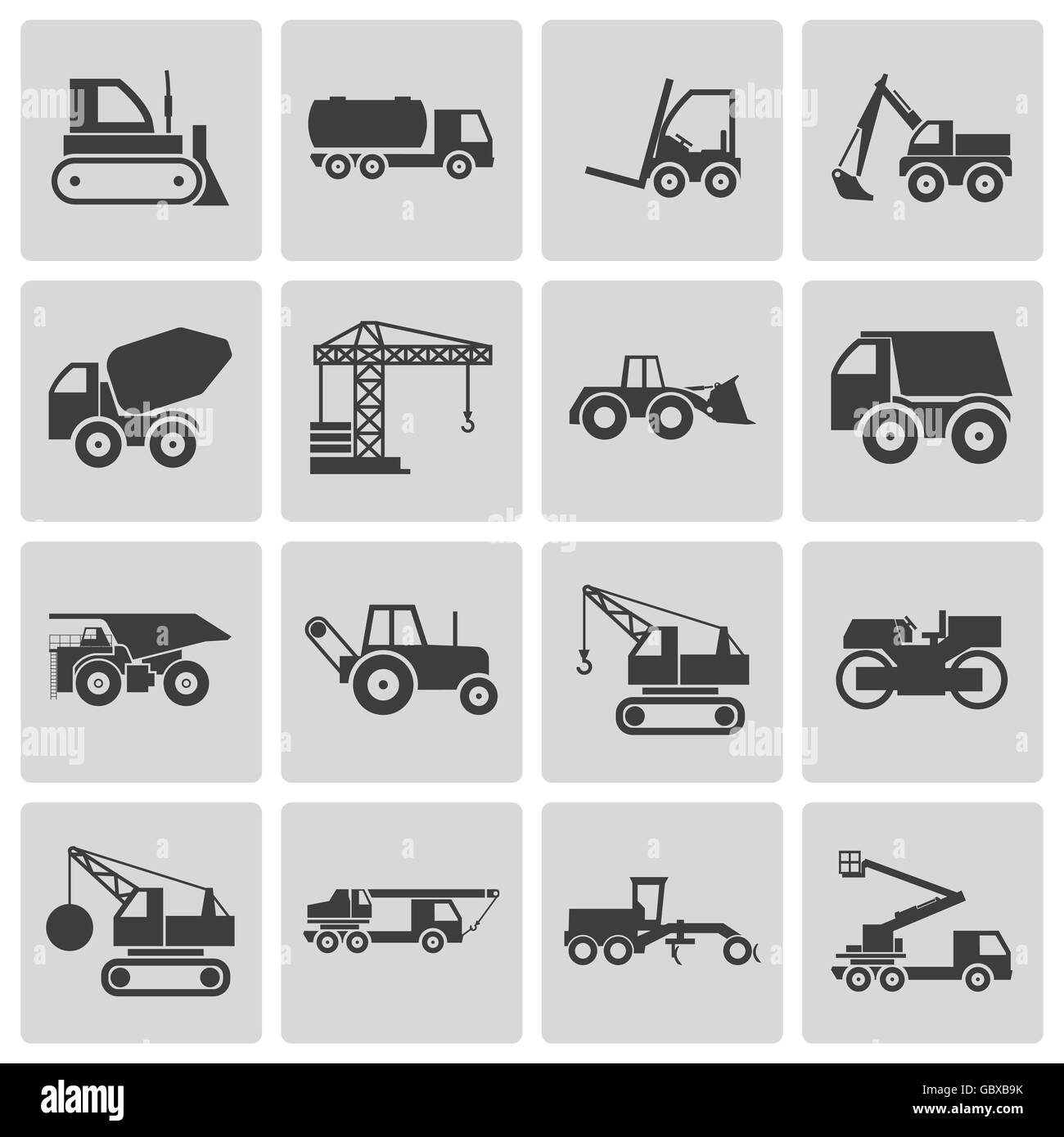 Vector black construction transport icons set Stock Vector Image & Art ...