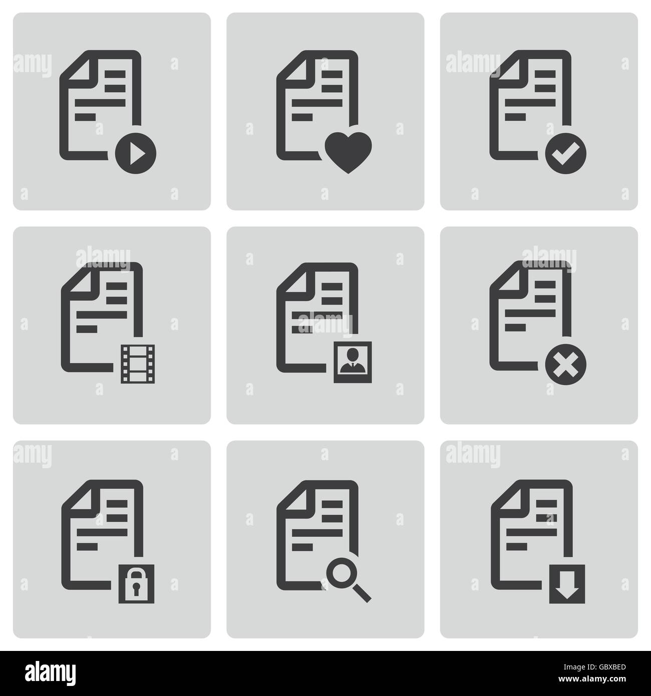 Vector black documents icons set Stock Vector Image & Art - Alamy