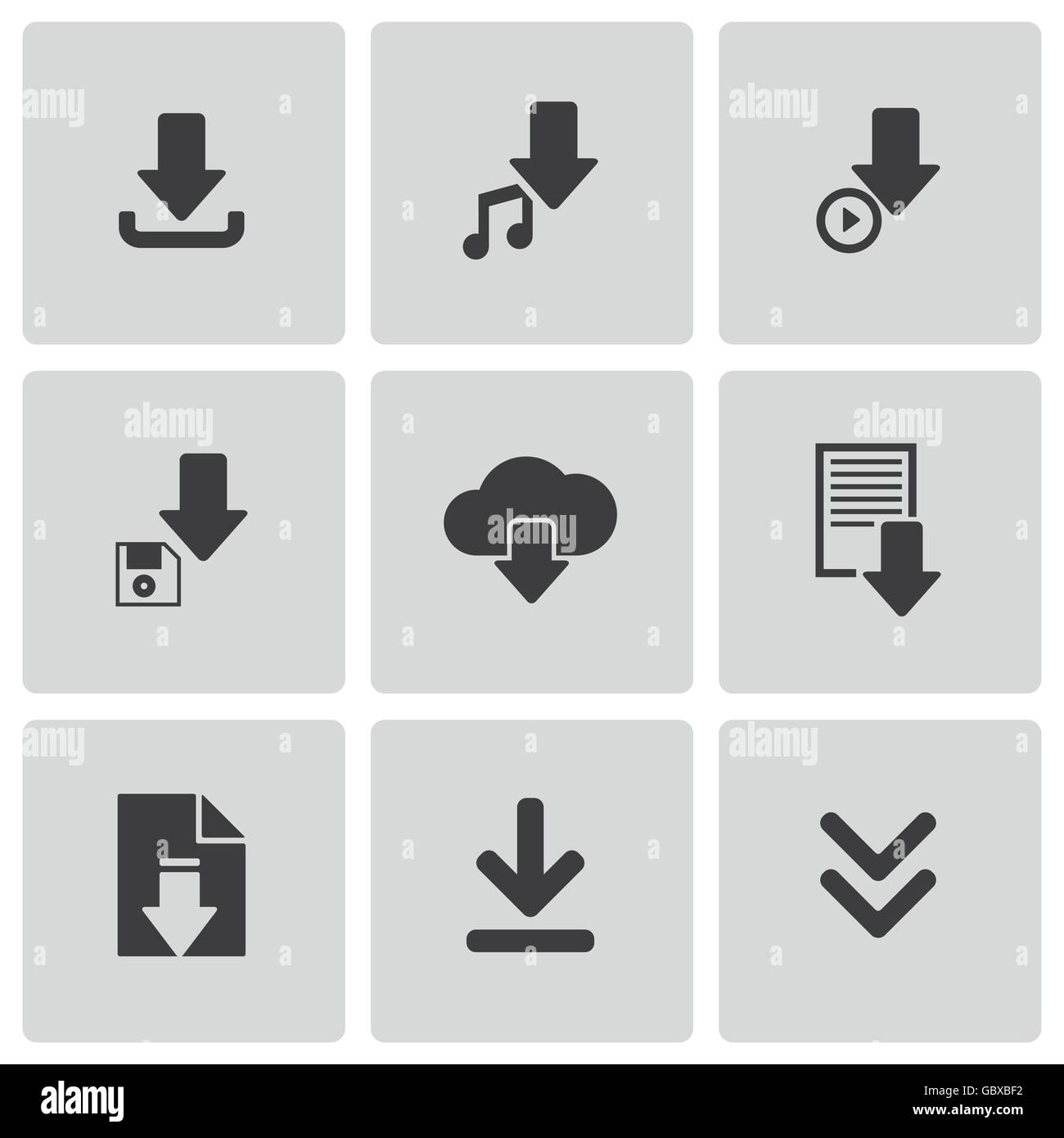 Vector black download icons set Stock Vector Image & Art - Alamy