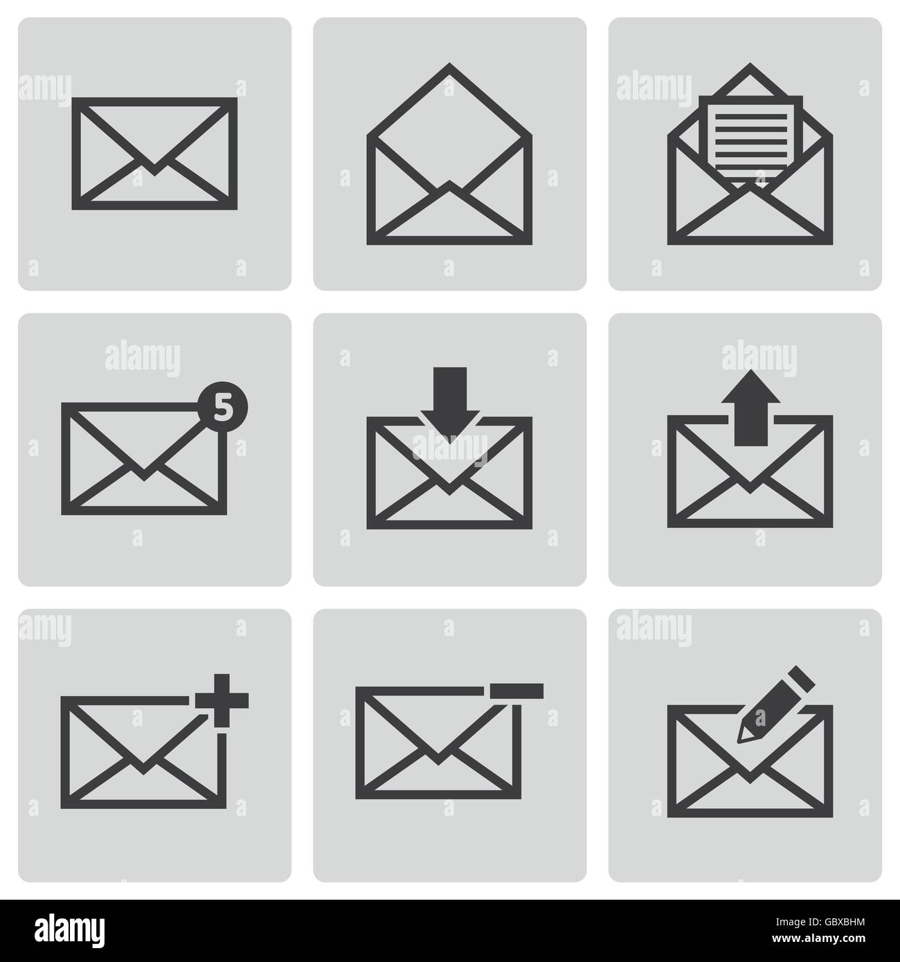 Vector black email icons set Stock Vector Image & Art - Alamy