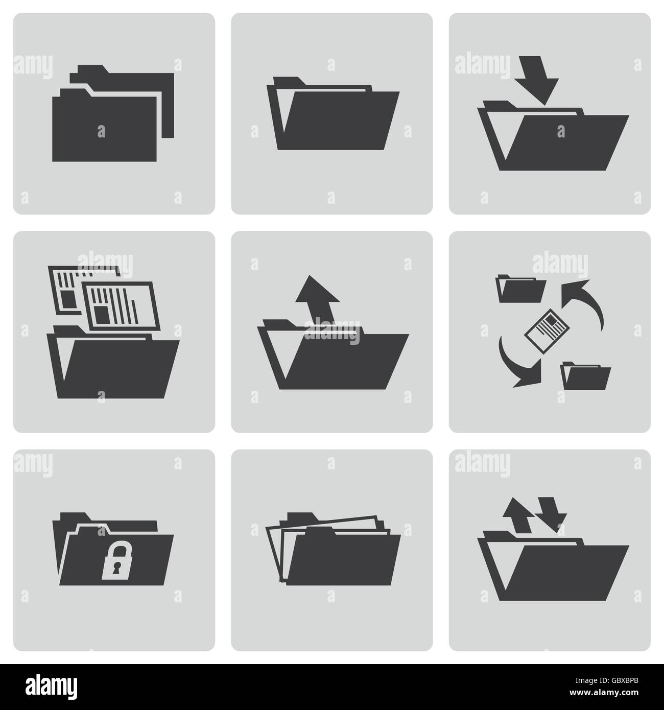 Vector black folder icons set Stock Vector Image & Art - Alamy