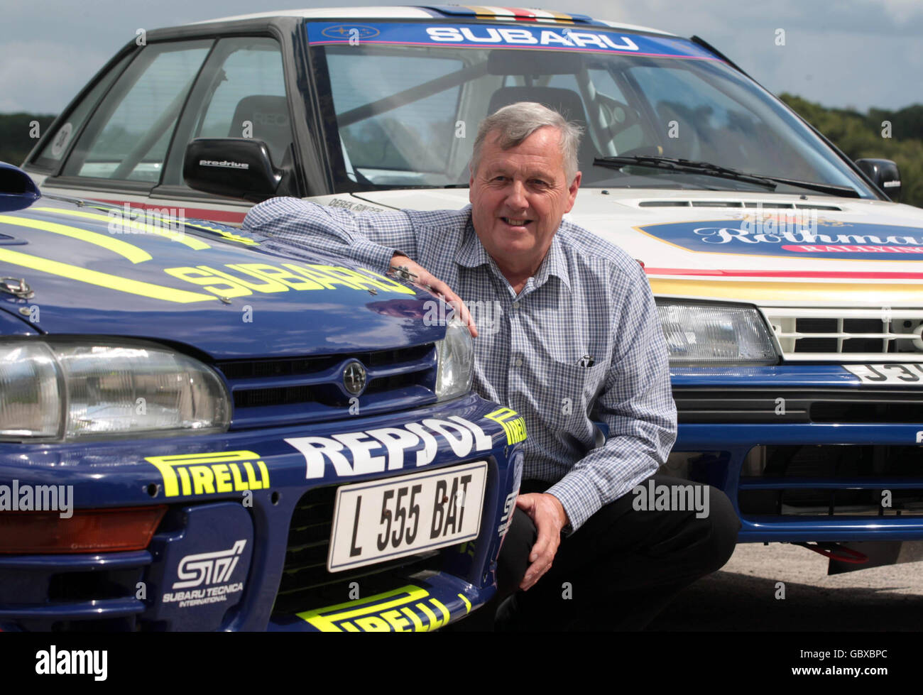 Jimmy McRae with the Subaru Impreza cars driven by his son former World ...