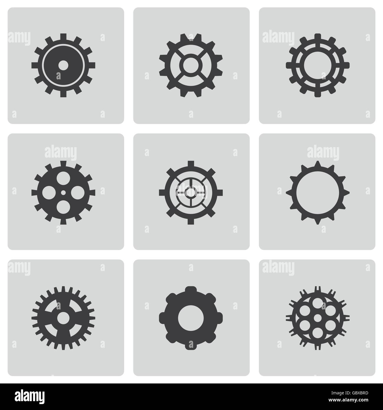 Vector black gear icons set Stock Vector Image & Art - Alamy