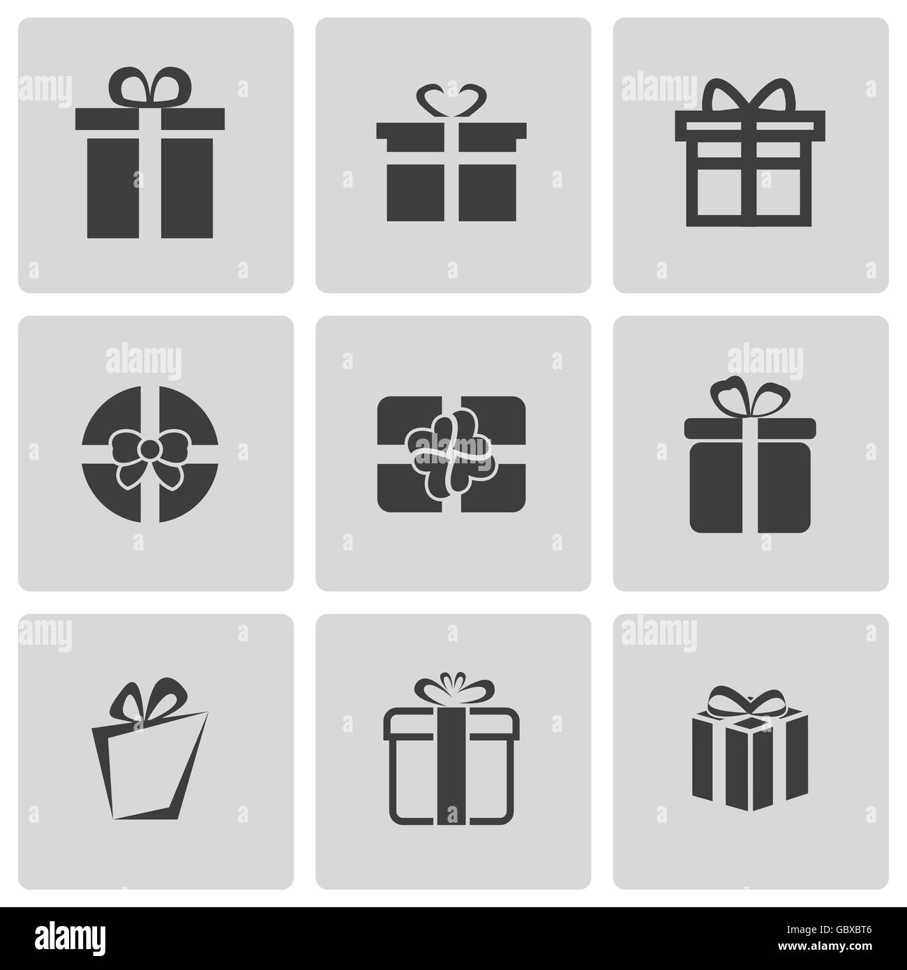 Vector black gift icons set Stock Vector Image & Art - Alamy