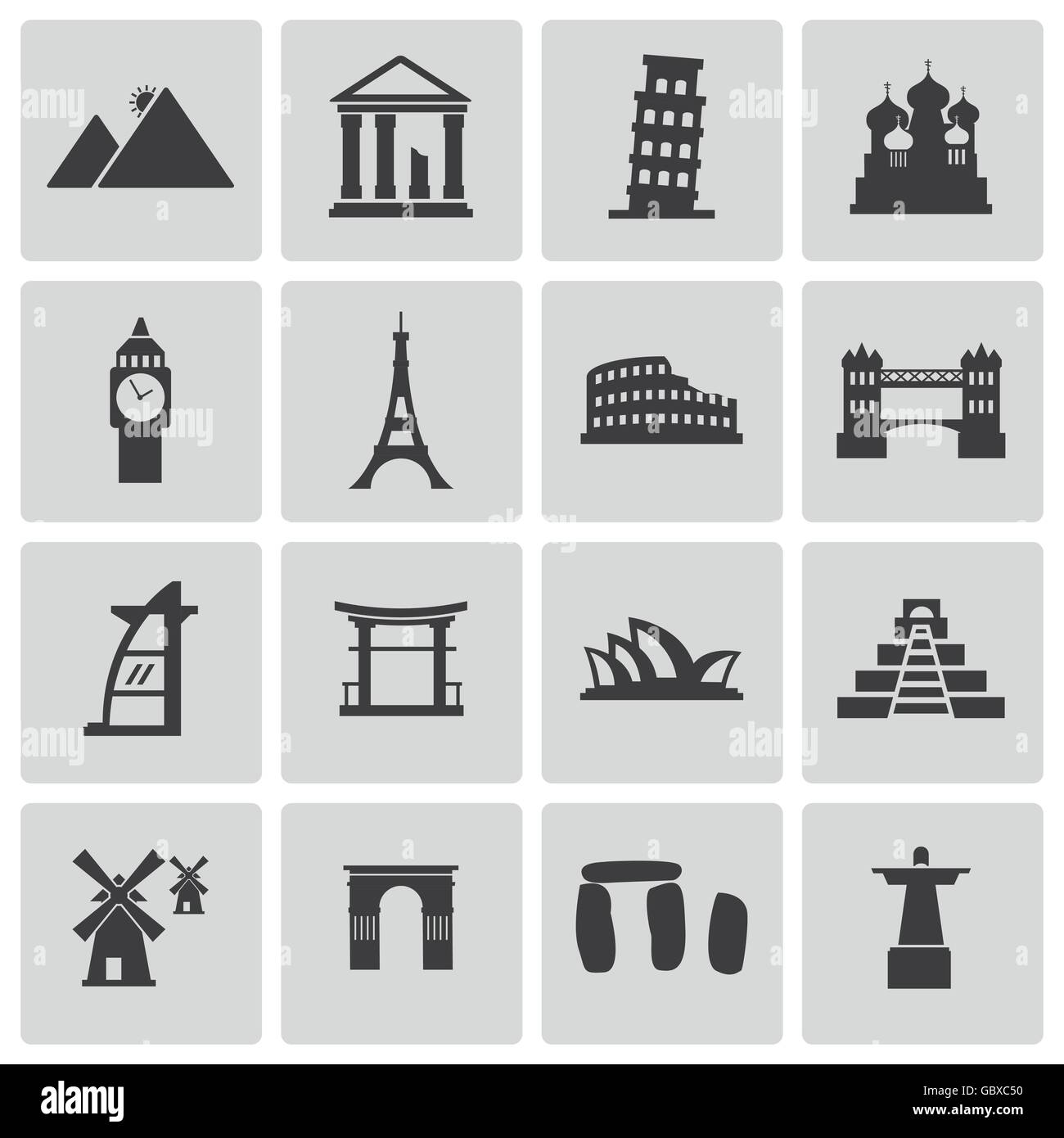 Vector black landmark icons set Stock Vector Image & Art - Alamy