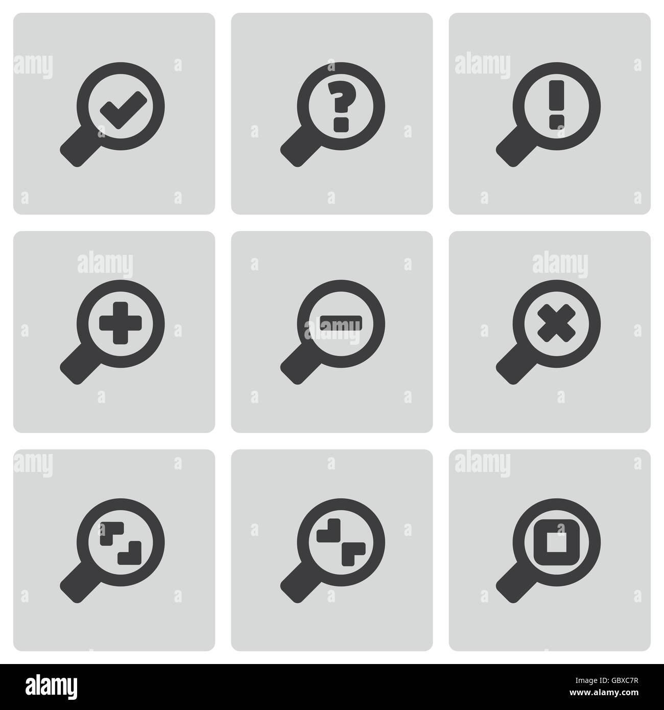 Vector black magnifying glass icons set Stock Vector Image & Art - Alamy