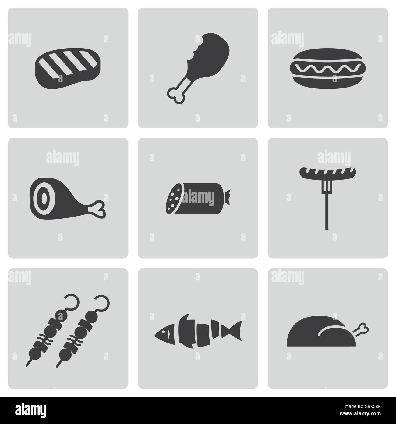 Vector black meat icons set Stock Vector Image & Art - Alamy