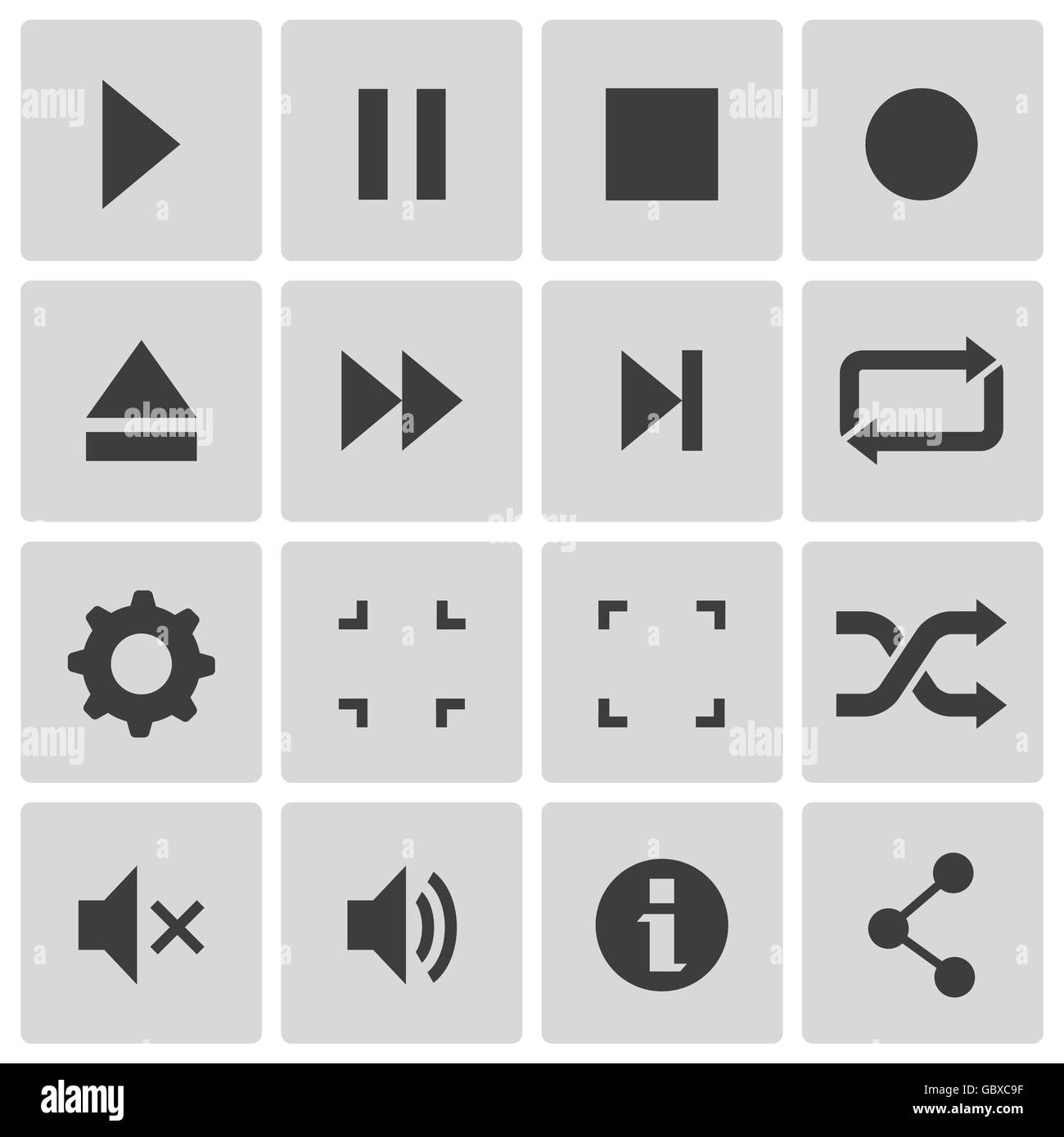 Audio player buttons sound icons Cut Out Stock Images & Pictures - Alamy