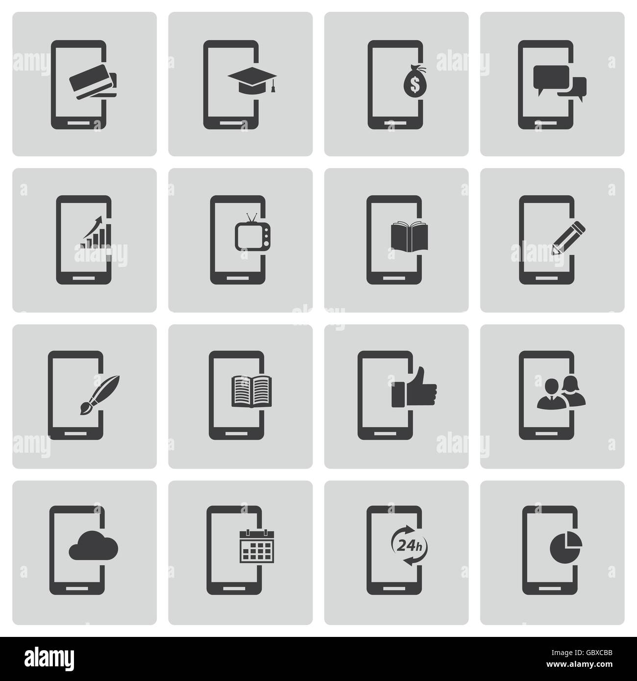 Vector black mobile icons set Stock Vector Image & Art - Alamy