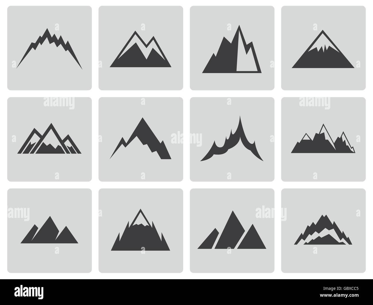 Vector black mountains icons set Stock Vector Image & Art - Alamy