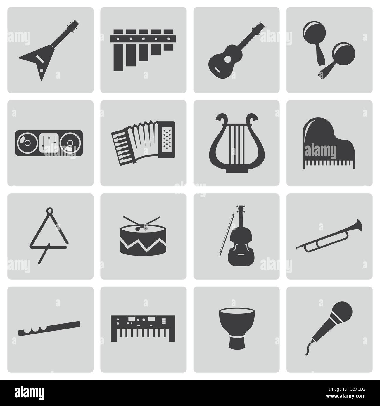 Vector black music instruments icons set Stock Vector Image & Art - Alamy